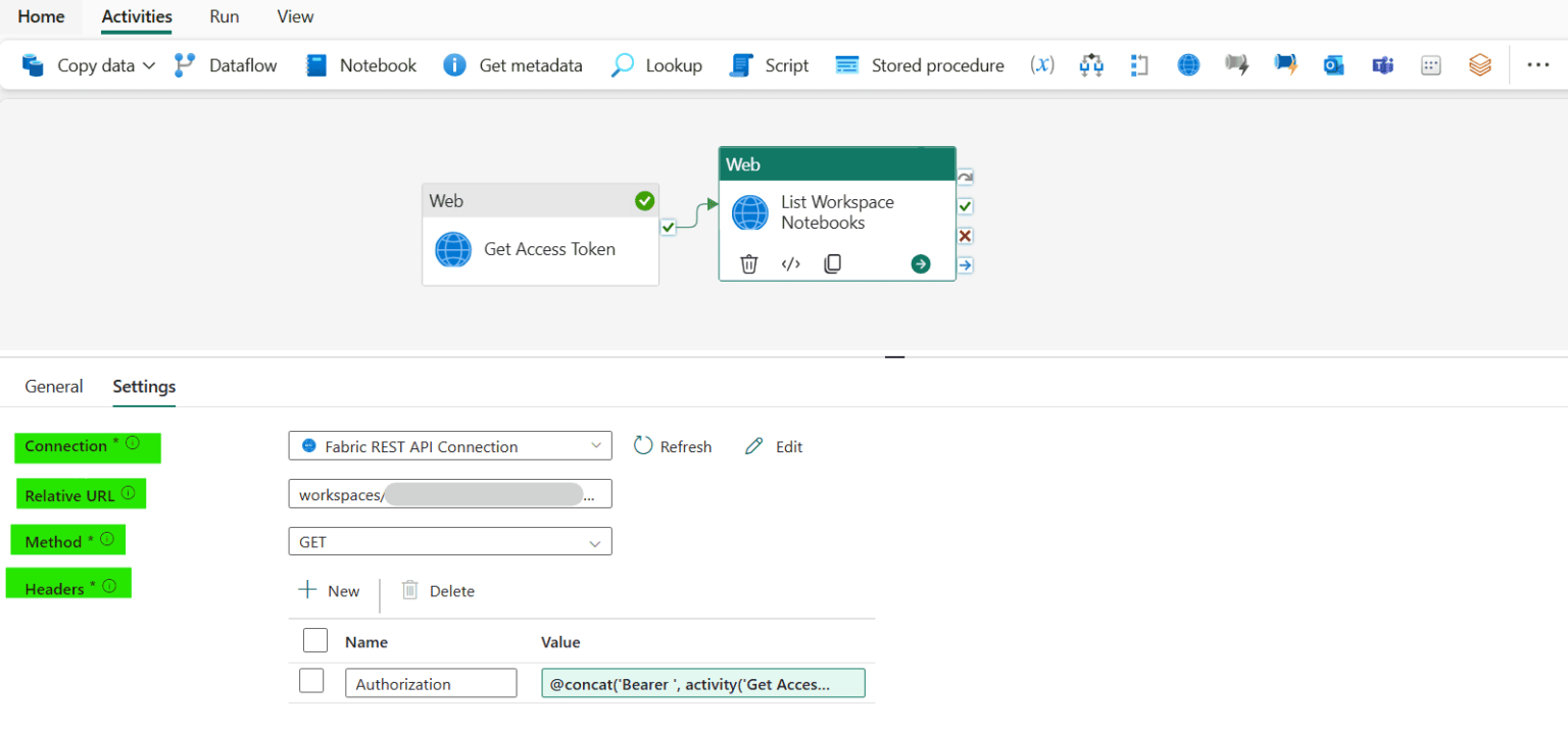 Microsoft Fabric: Fabric REST API in Data Pipeline