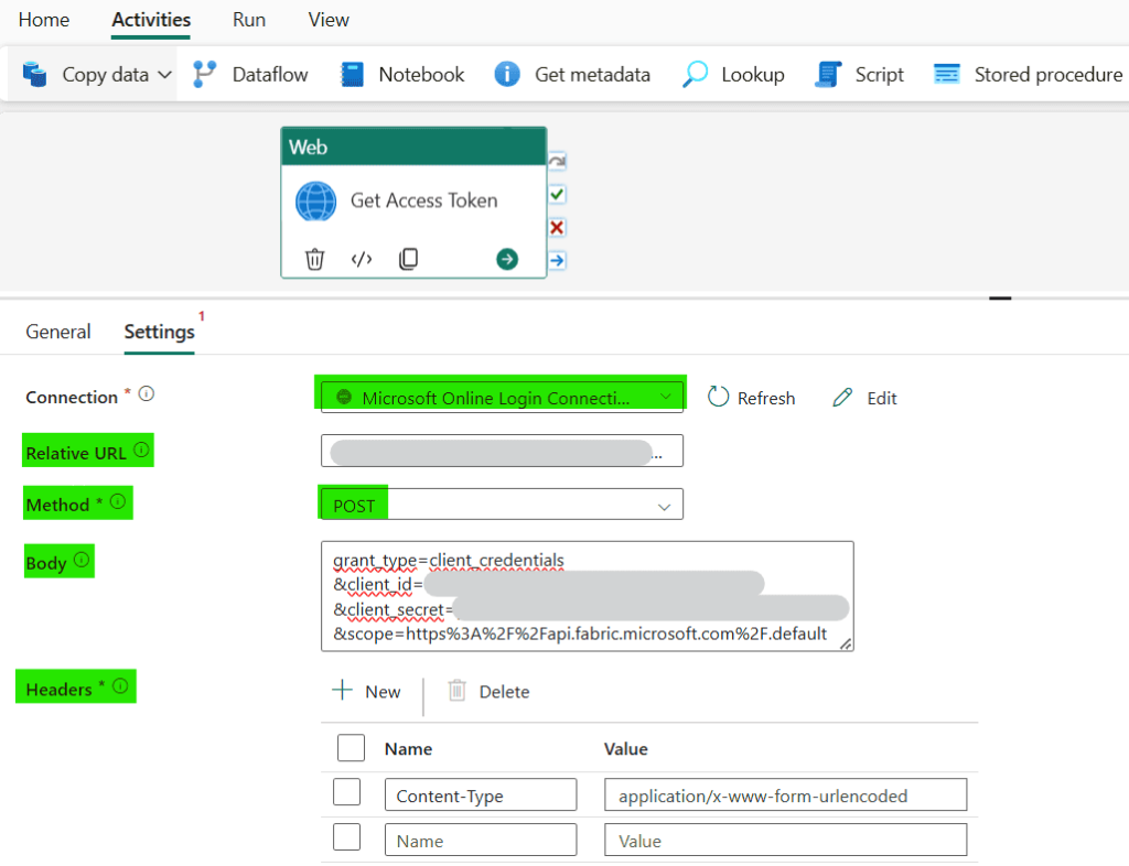 Microsoft Fabric: Fabric REST API in Data Pipeline