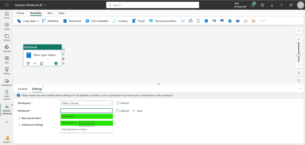 Microsoft Fabric: Dynamically Provide Notebook ID in Data Factory Pipeline